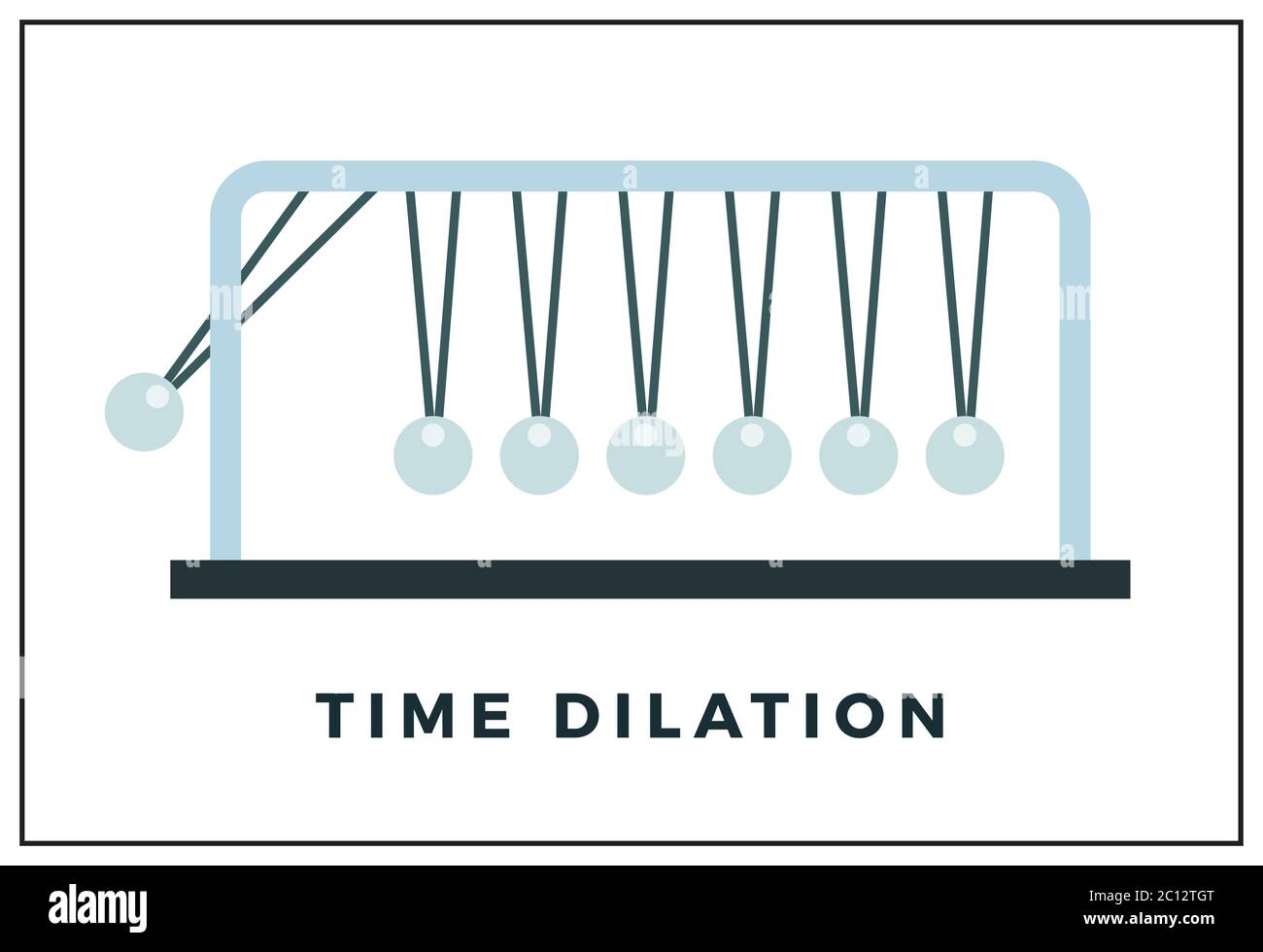 Time dilation concept, pendulum made of balls vector illustration in a ...