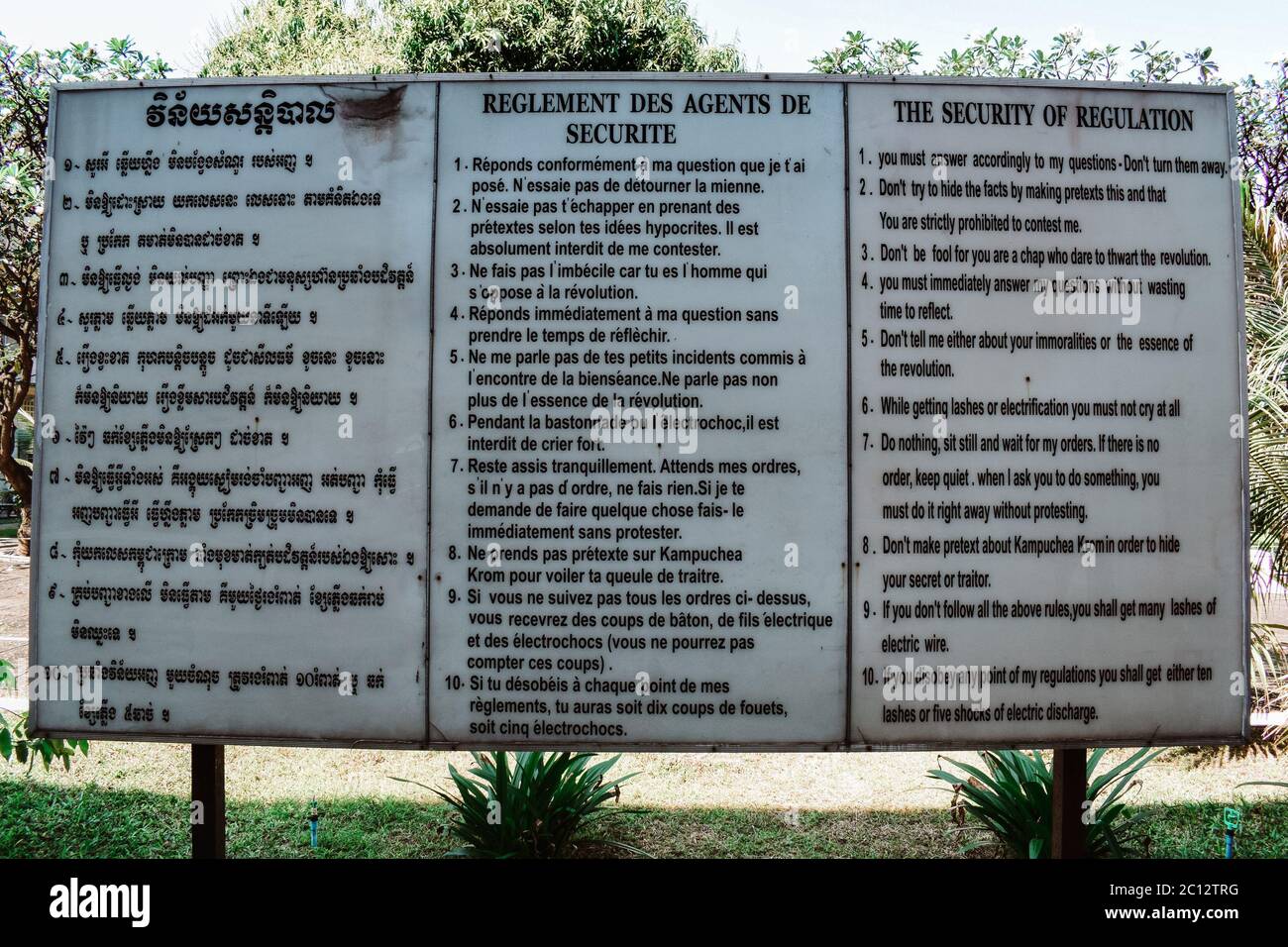 Table with prison rules in S21 Tuol Sleng Genocide Museum Phnom Penh ...