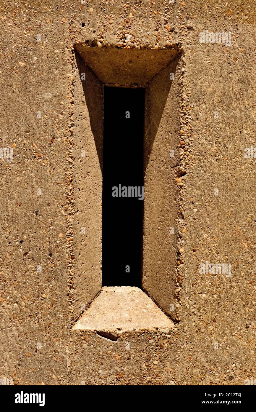 Reinforced concrete coastal artillery fire control tower view port at ...