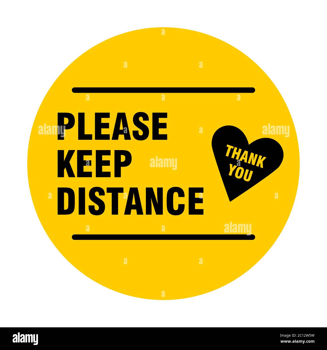 Please Keep Distance Thank You Round Social Distancing Badge or Floor ...