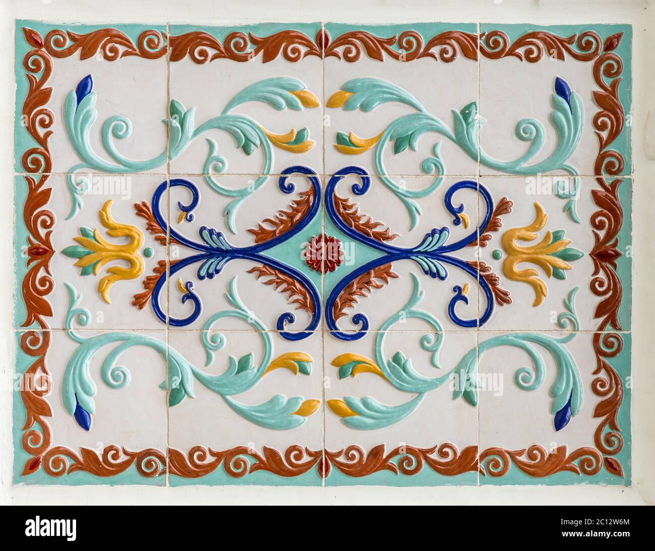traditional russian floral ornament on tiles Stock Photo - Alamy