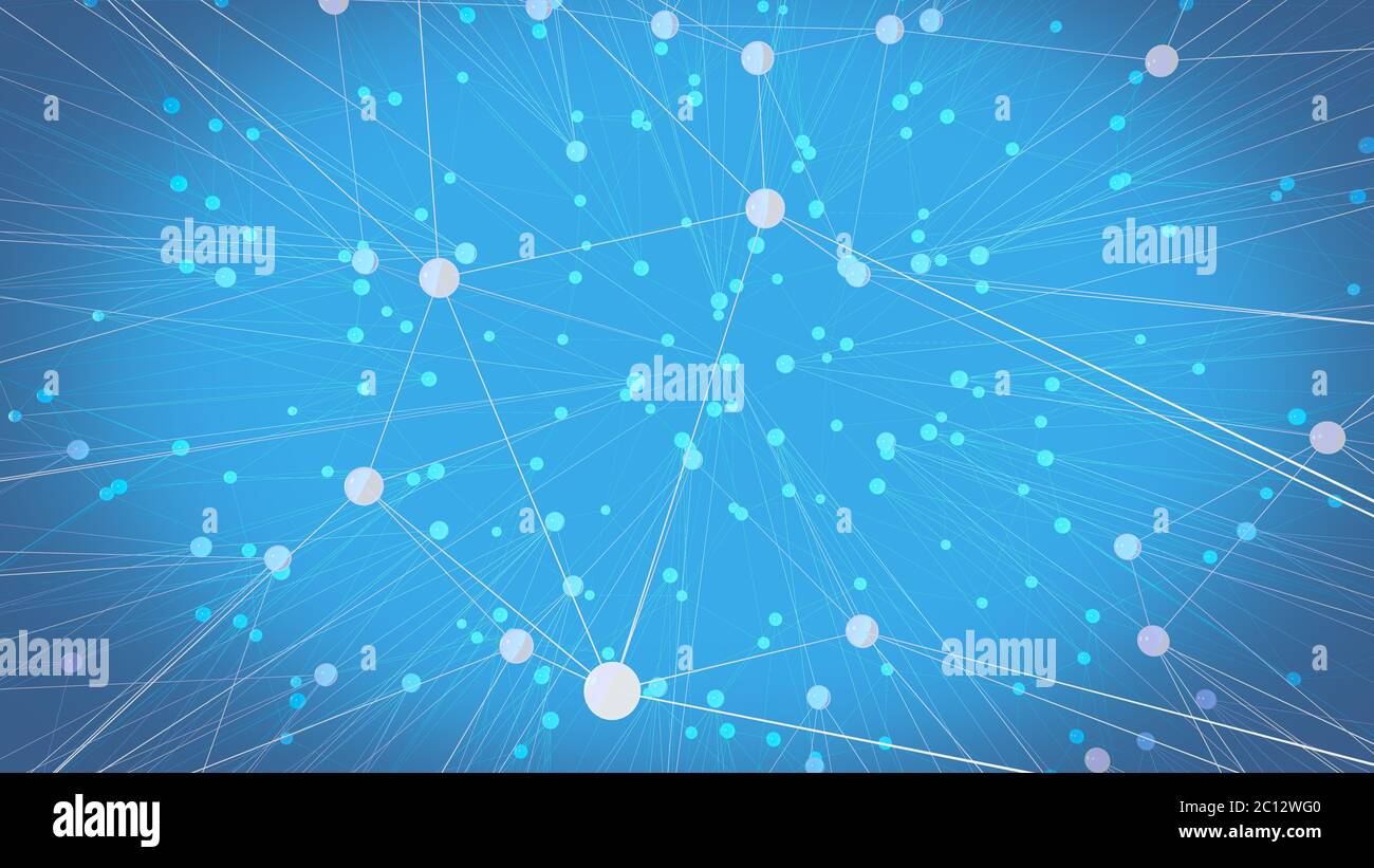 3d illustration of hundreds of points connected to each other with ...