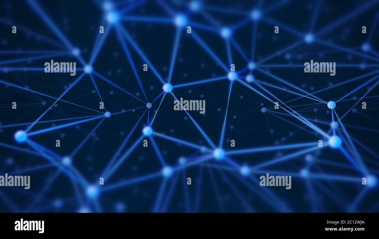 3d illustration of hundreds of points connected to each other with ...