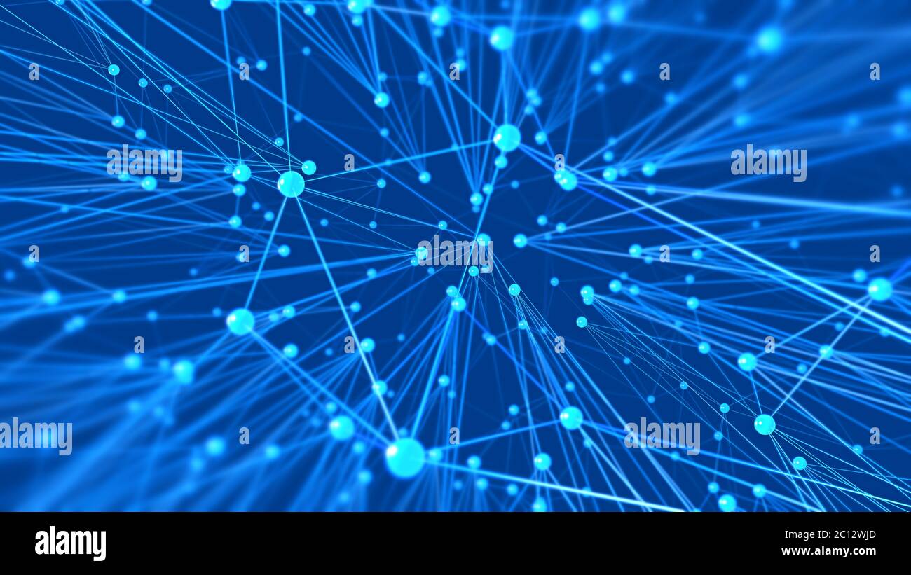 3d illustration of hundreds of points connected to each other with ...
