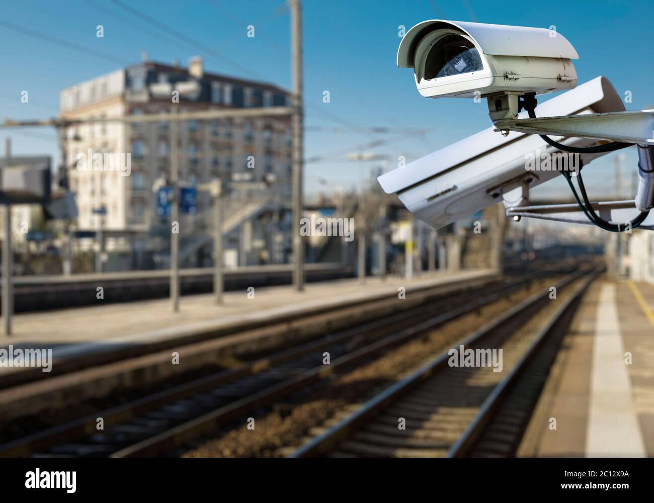 CCTV camera in railway station Stock Photo - Alamy