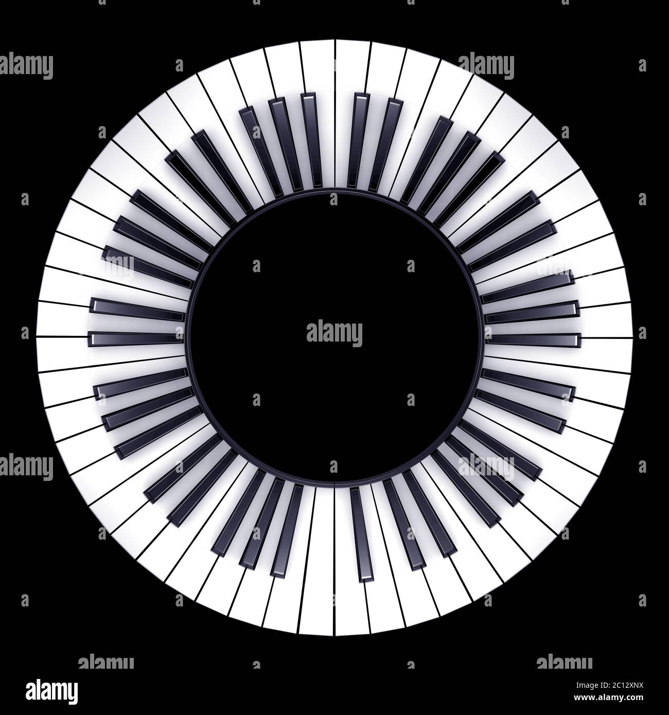 Musical keyboard of a piano bent into a circle - 3d illustration Stock ...