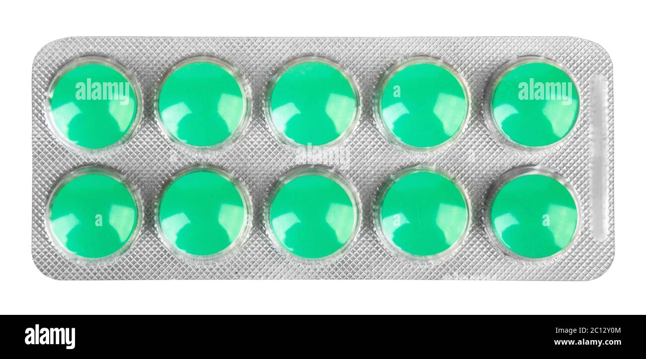 green pharmaceutical medication pills in blister pack Stock Photo - Alamy
