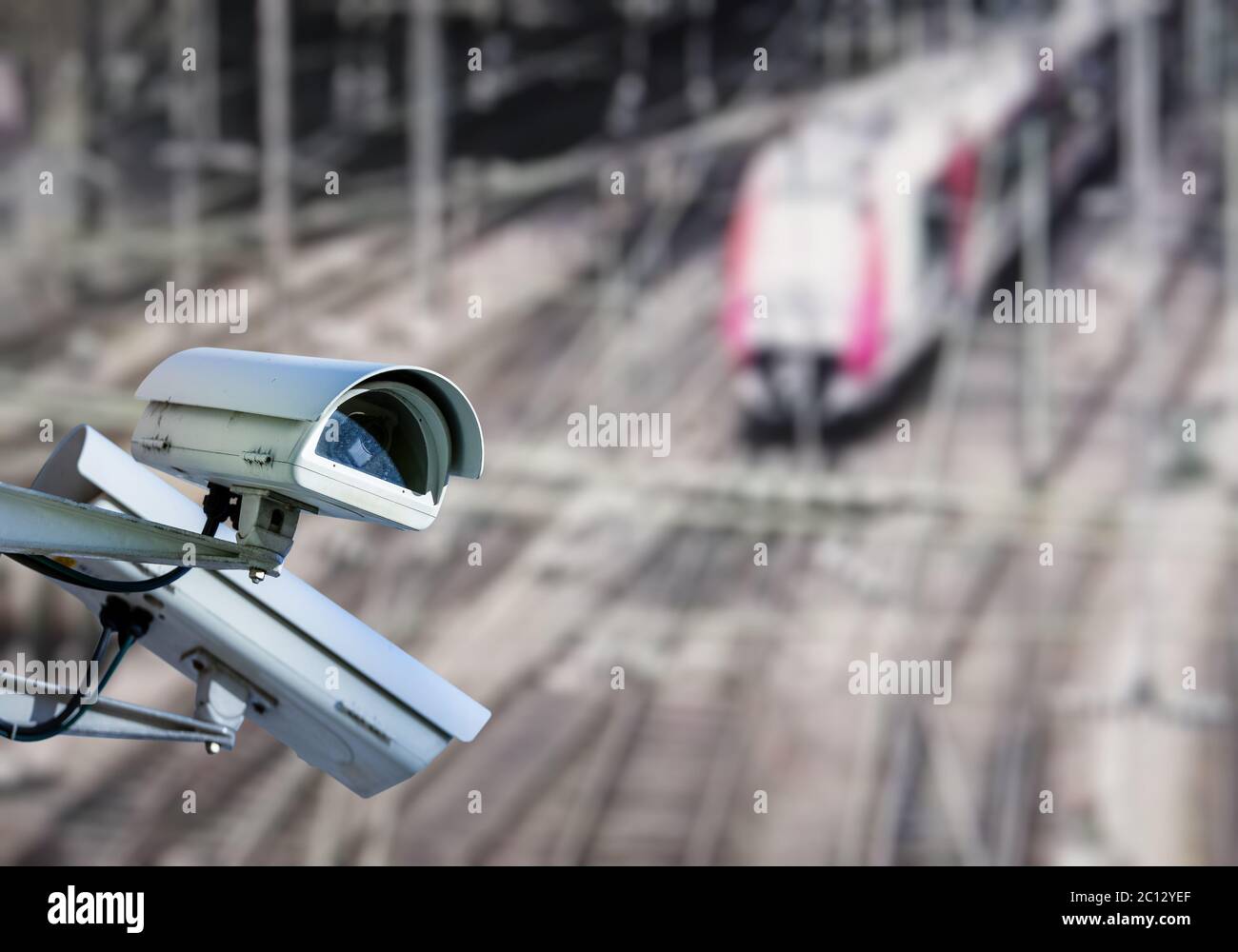 CCTV camera surveillance train station Stock Photo - Alamy