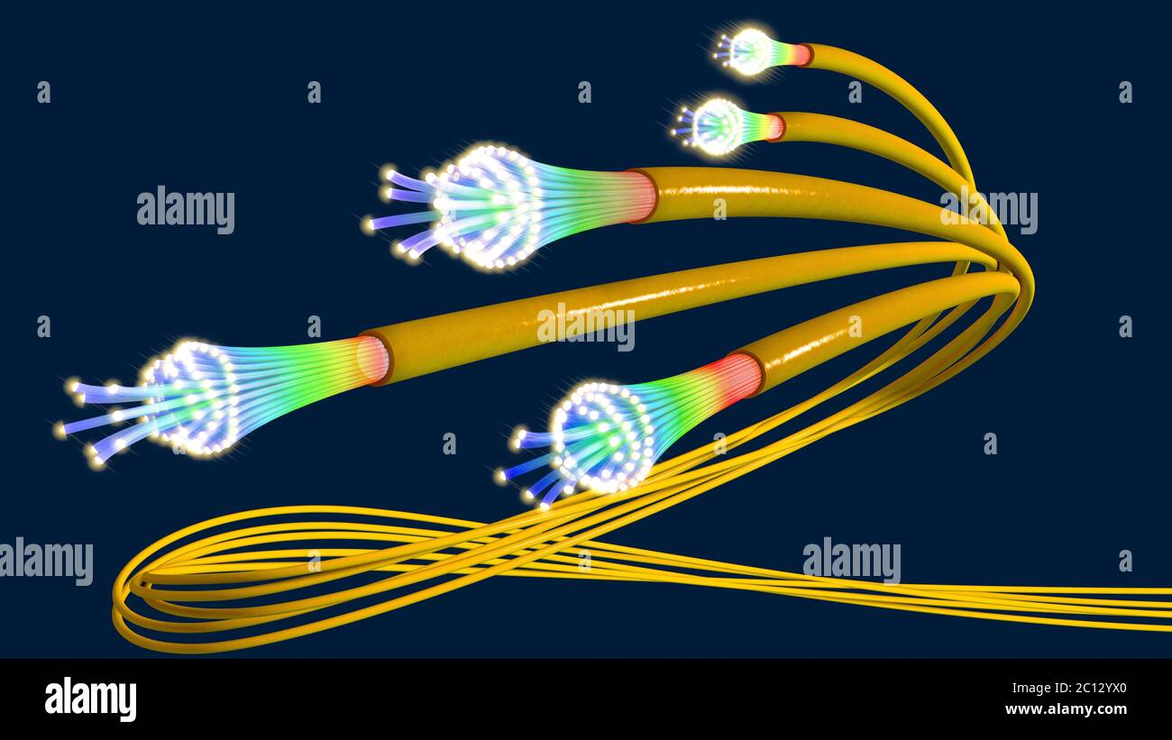3d illustration of optical fiber cables or fiber optics Stock Photo - Alamy