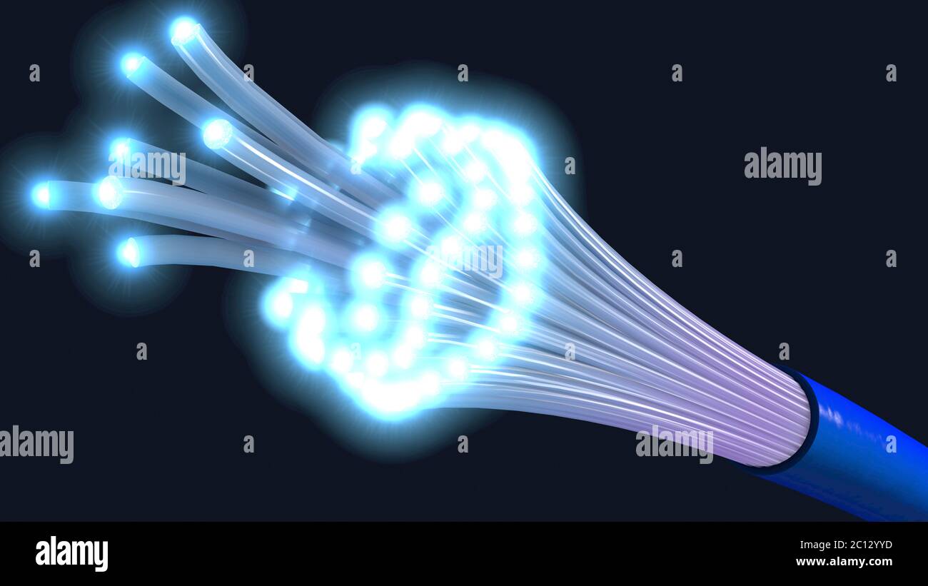 3d illustration of optical fiber cable or fiber optics Stock Photo - Alamy