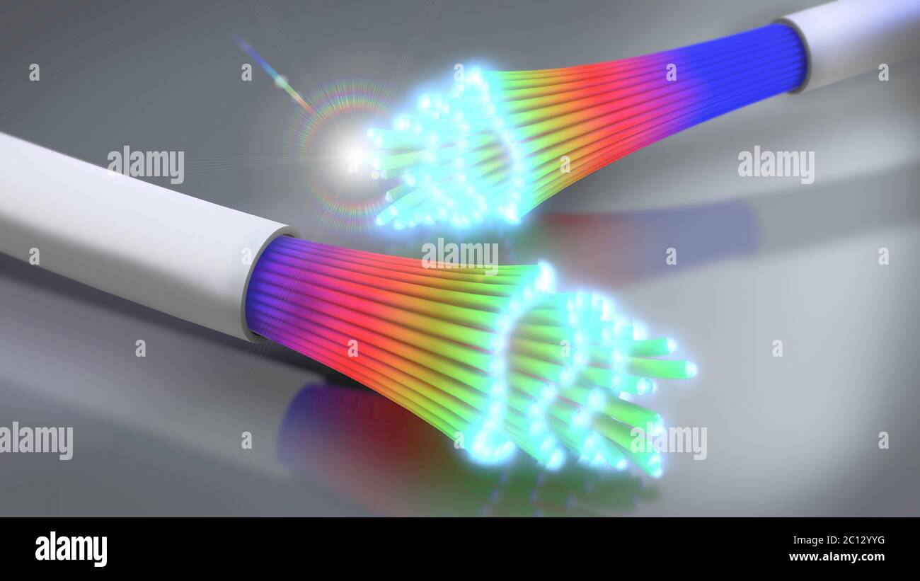 3d illustration of optical fiber cables or fiber optics Stock Photo - Alamy