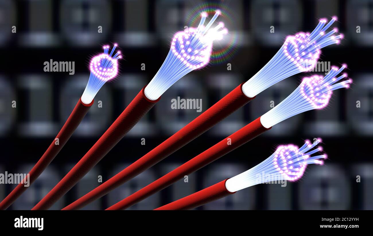 3d illustration of optical fiber cables or fiber optics Stock Photo - Alamy