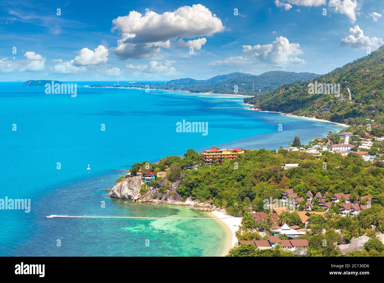 Panoramic aerial view of Koh Phangan island, Thailand in a summer day ...