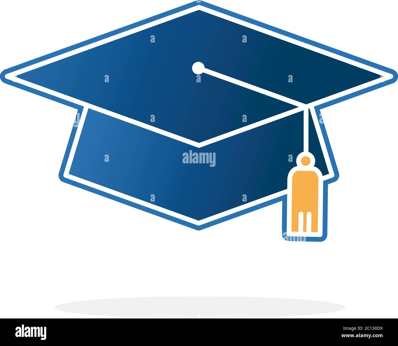 Blue mortar board vector icon. Great for infographics, online education ...