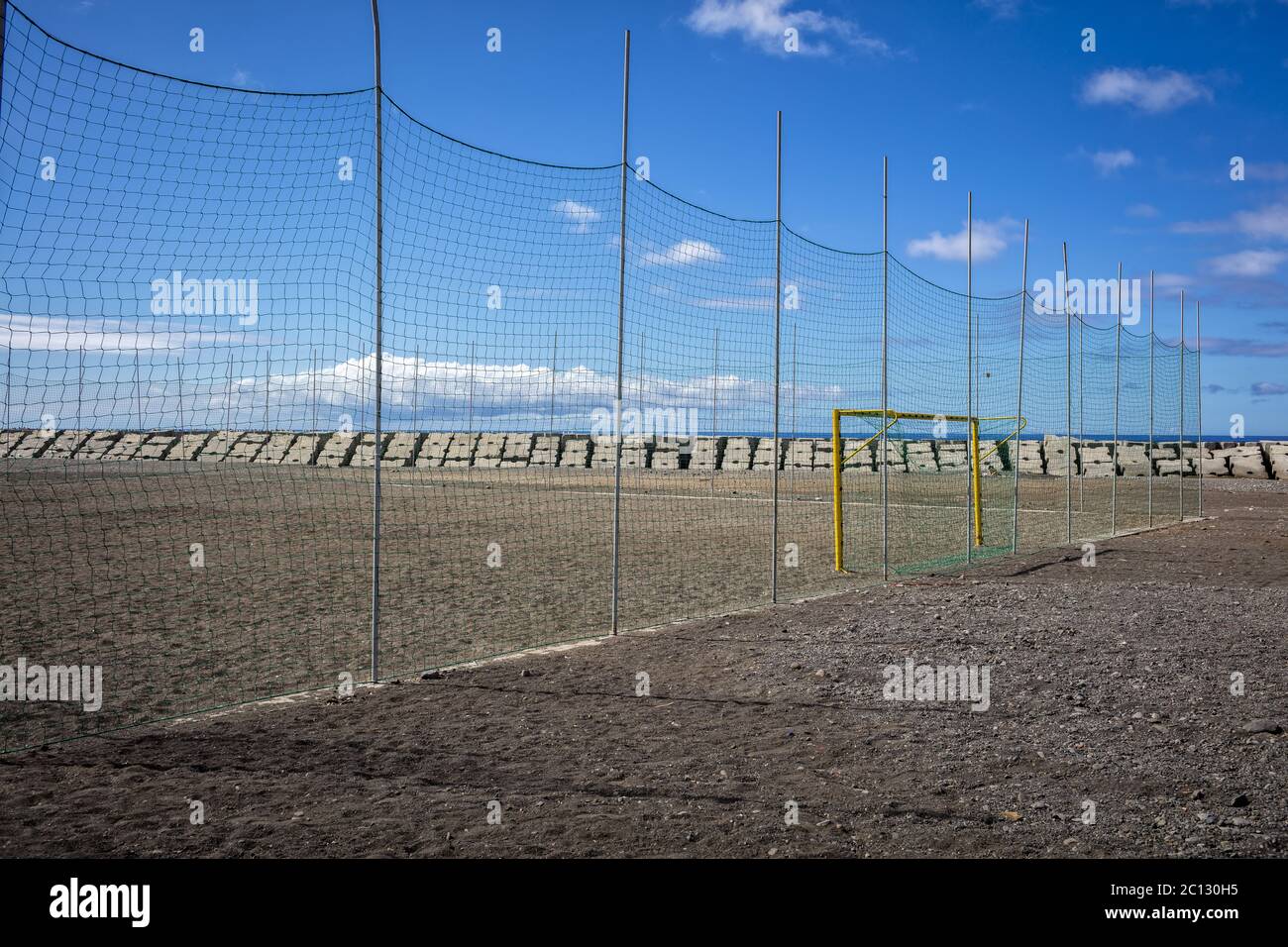 Soccer field at the beach Stock Photo - Alamy
