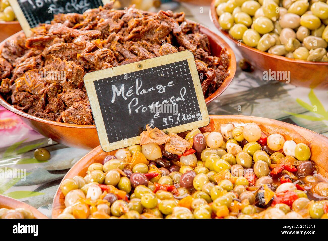 Provencal Mix of Olives (Melange Provencal in French) ) in wooden bowl ...