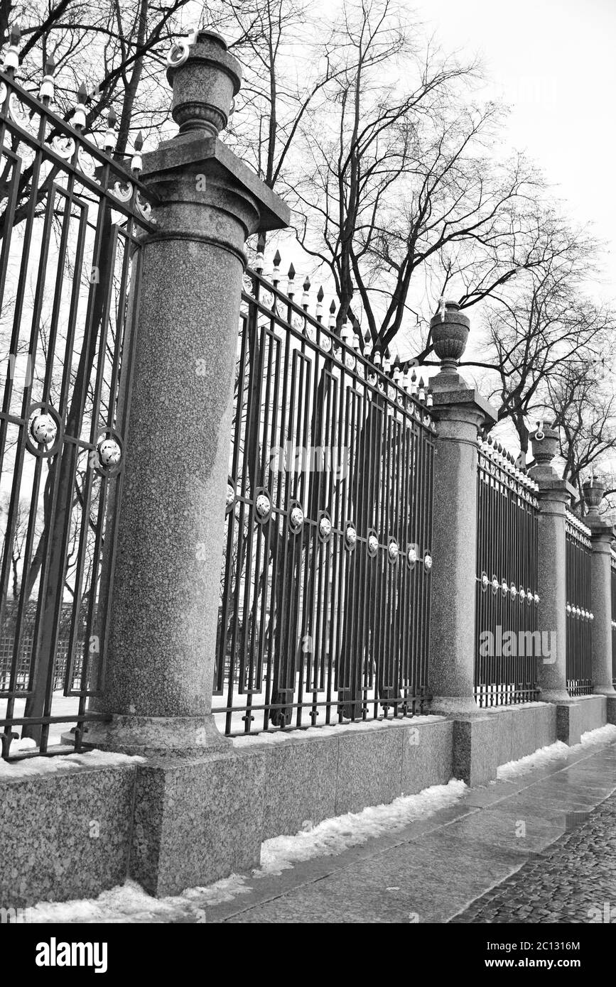 Garden with fence Black and White Stock Photos & Images - Alamy