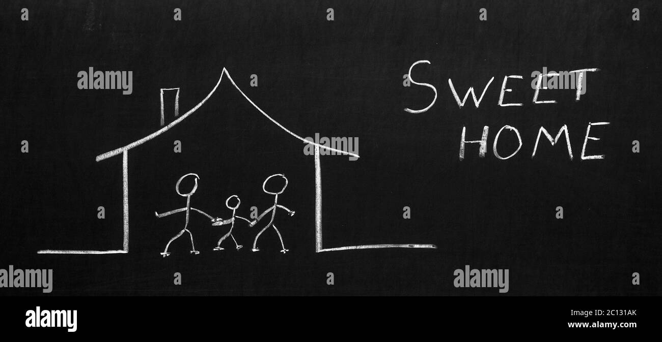 Sweet home written on the blackboard with chalk Stock Photo - Alamy