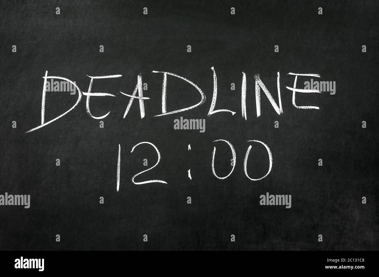 Deadline and time writed on blackboard with chalk Stock Photo - Alamy