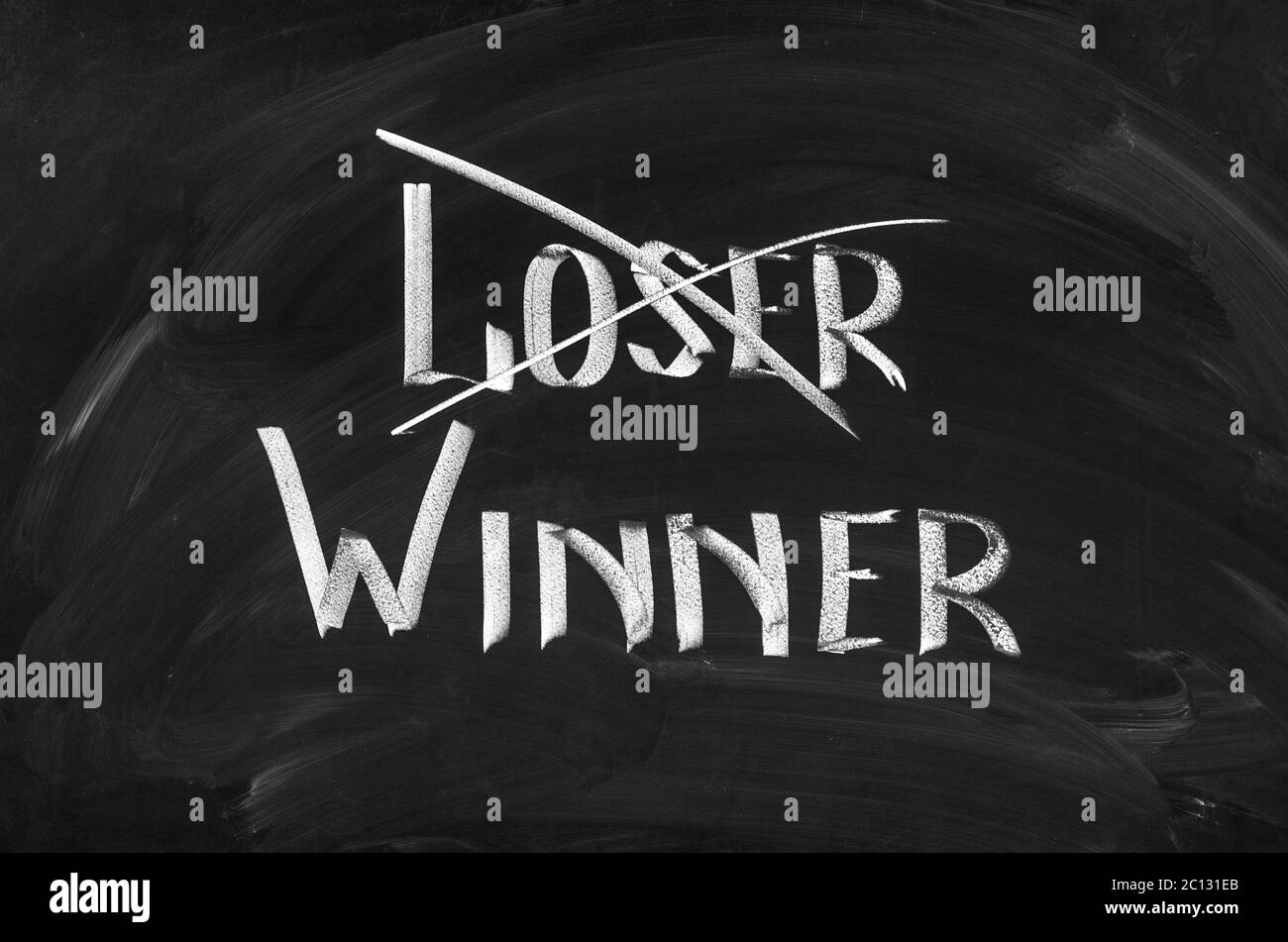 Loser and winner written on the blackboard with chalk Stock Photo - Alamy