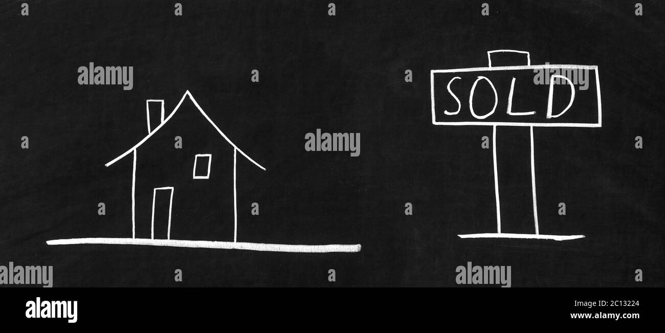 Sold sign on house Black and White Stock Photos & Images - Alamy