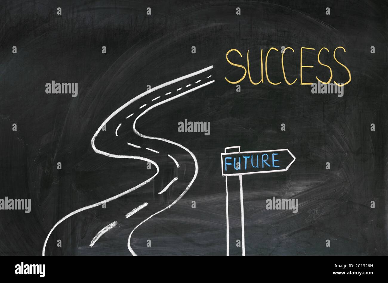 With chalk on the blackboard painted road to success Stock Photo - Alamy