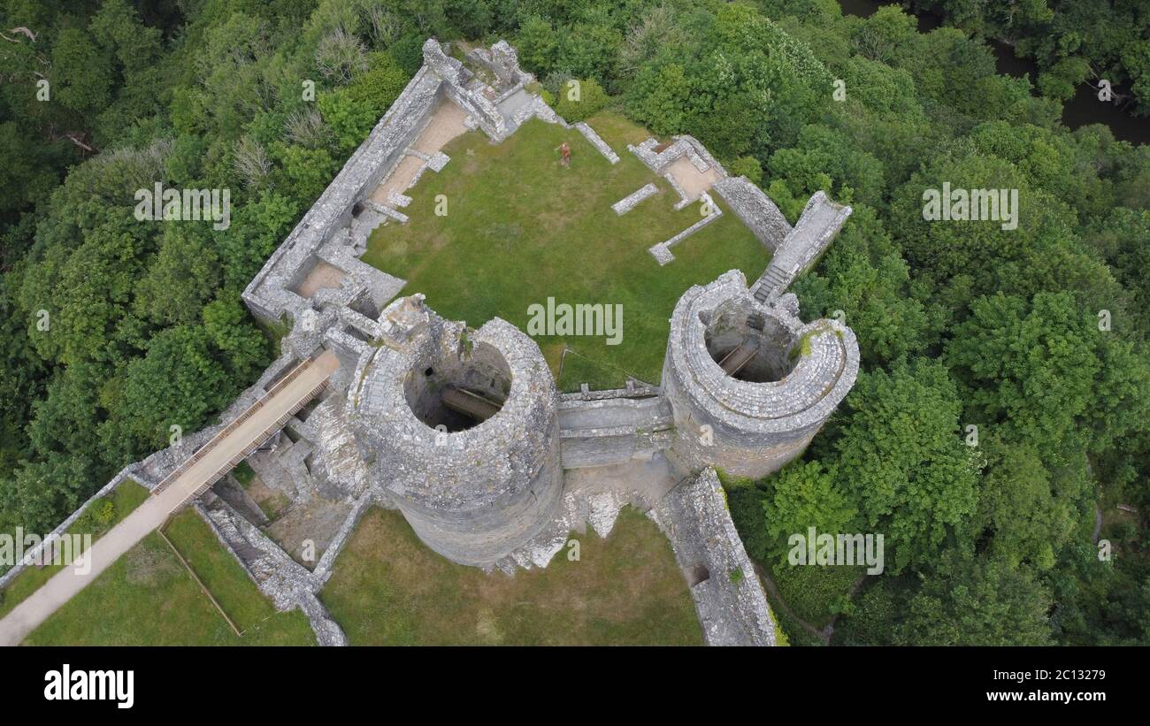 Aerial view of Cilgerran Castle, Cilgerran, near Cardigan ...