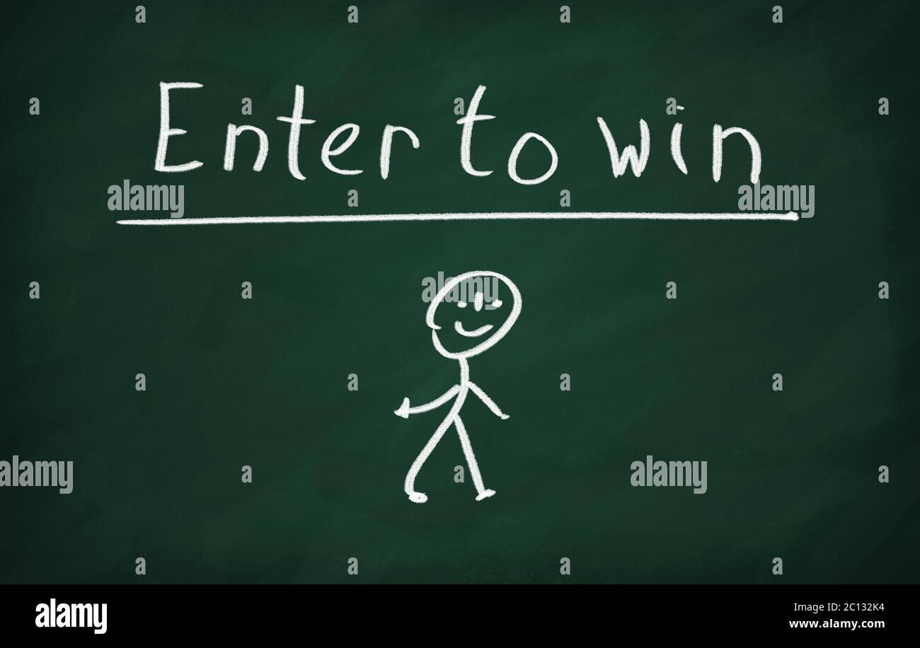 On the blackboard draw character and write Enter to win Stock Photo - Alamy