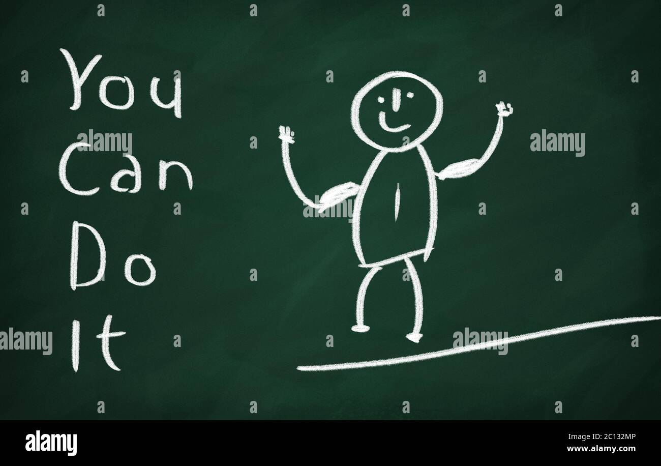 On the blackboard draw character and write You can do it Stock Photo ...