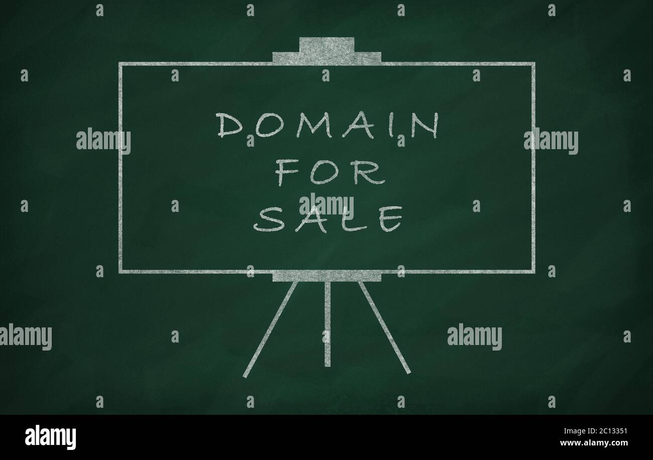 Domain for sale writed on blackboard with chalk Stock Photo - Alamy
