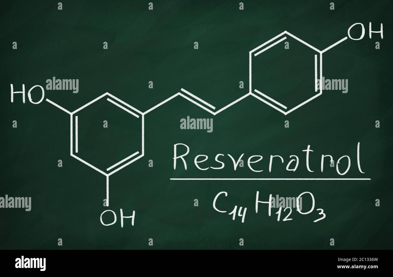 Chemical formula of Resveratrol on a blackboard Stock Photo - Alamy