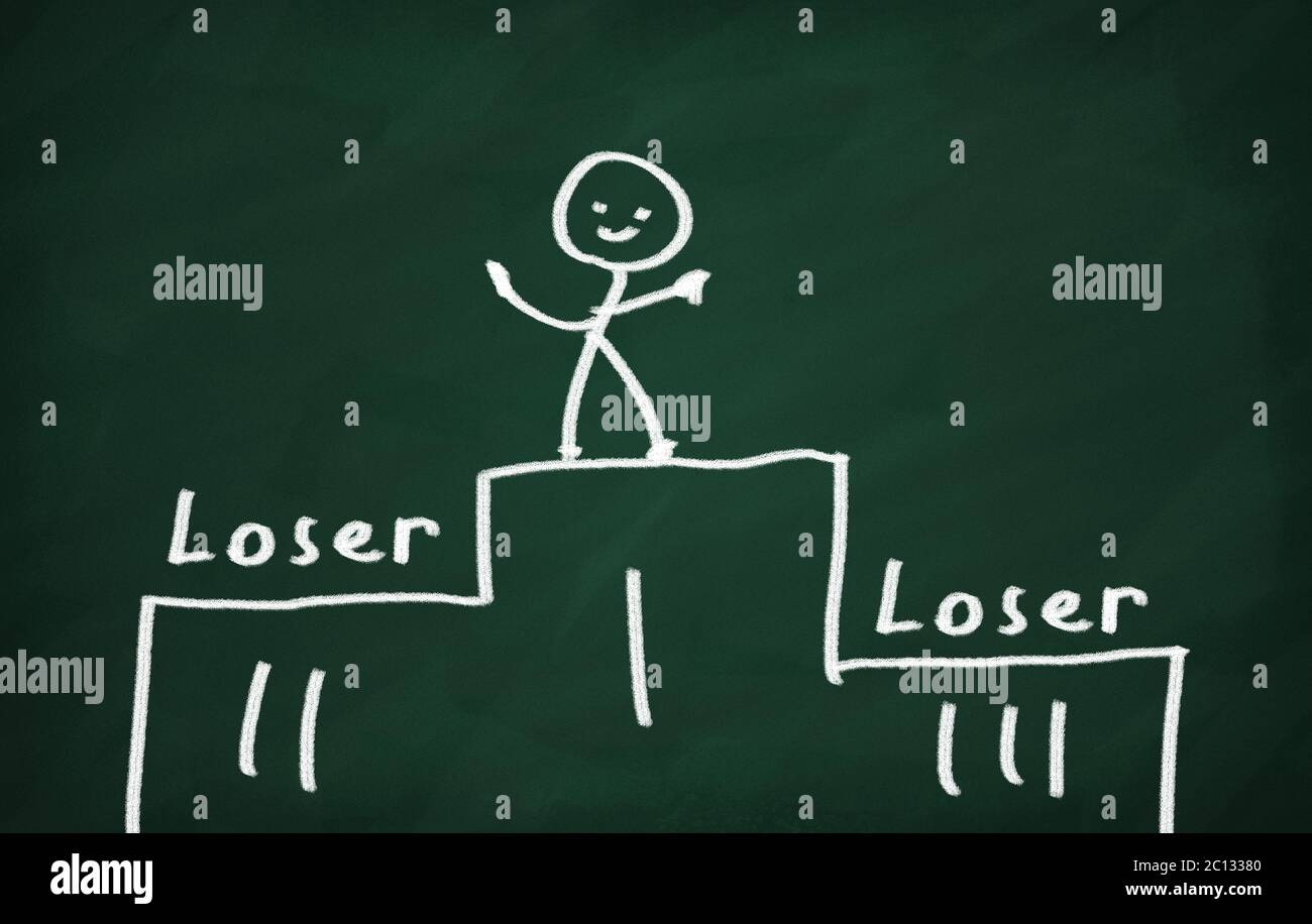 On the blackboard draw character and write Loser Stock Photo - Alamy