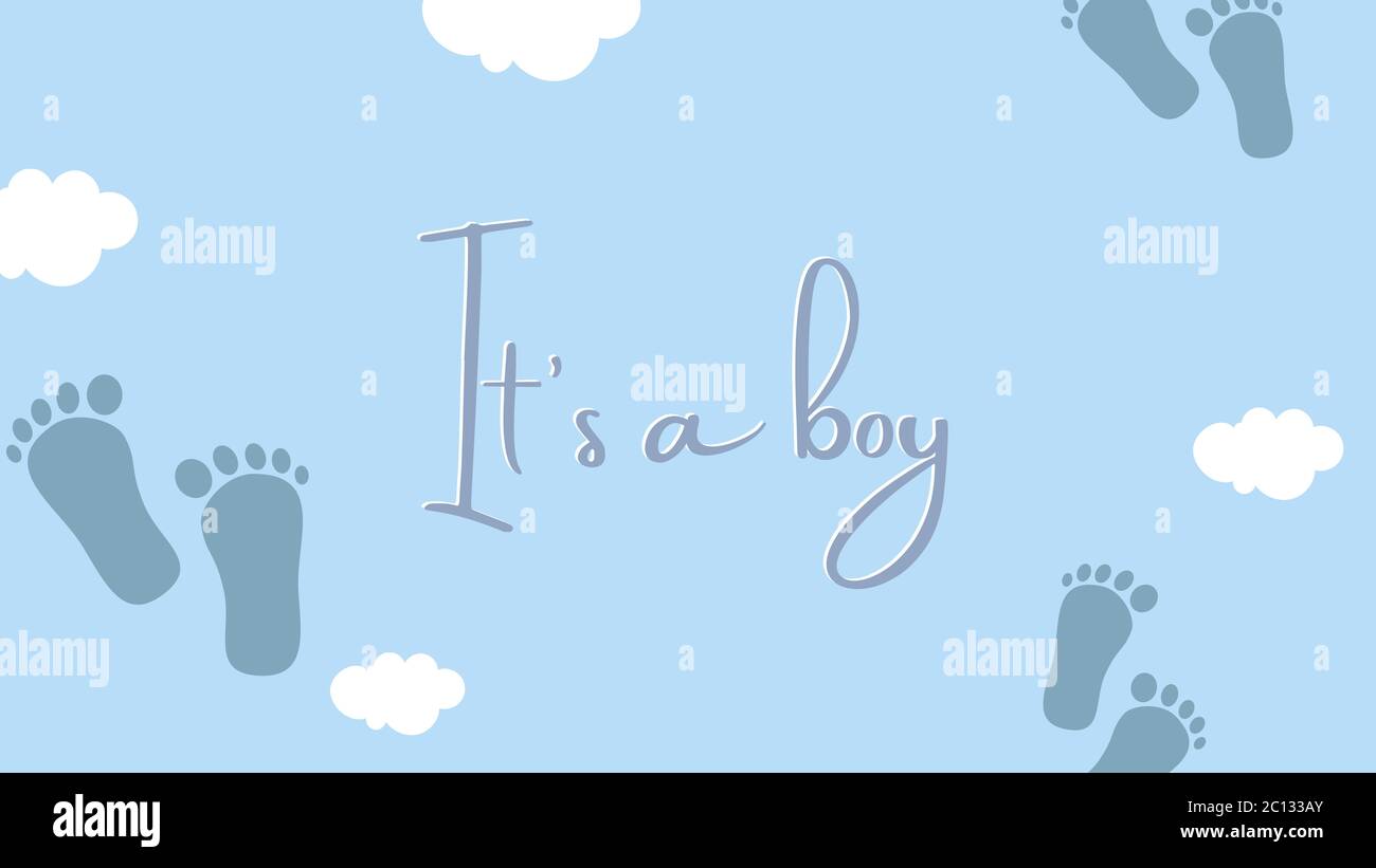 Illustration, banner, design or card with the text it's a boy. Blue ...