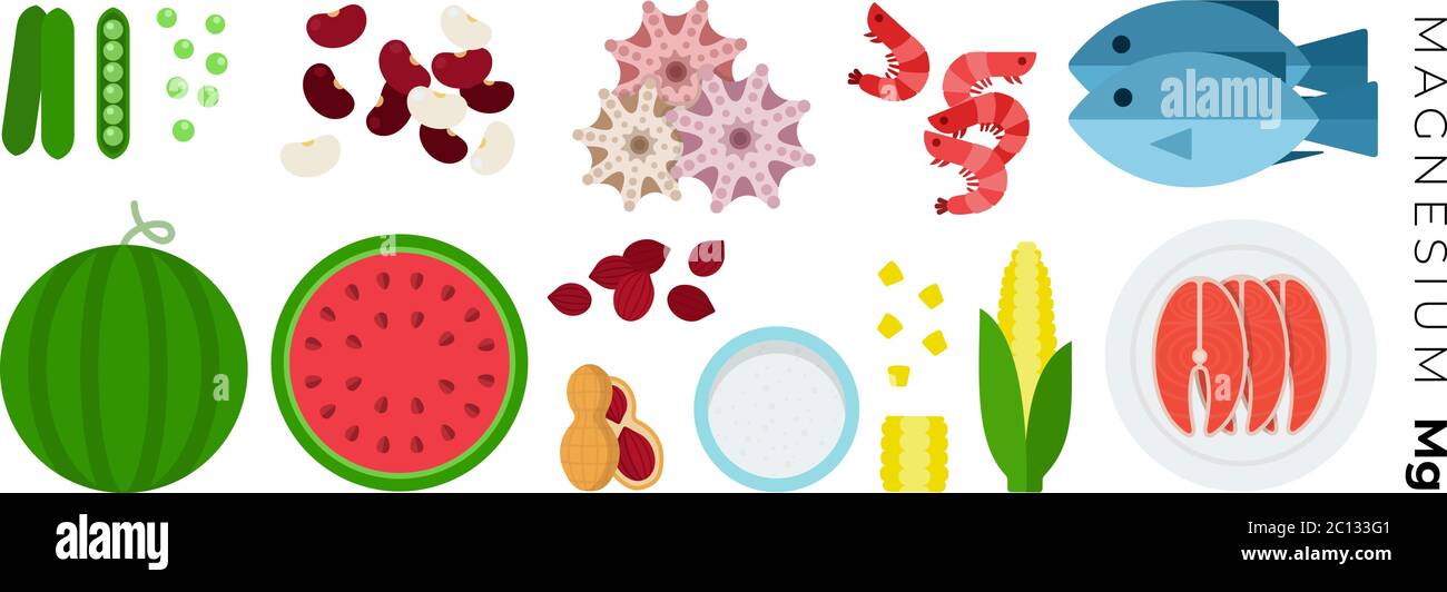 Vitamin Magnesium foods vector flat icons set Stock Vector Image & Art ...