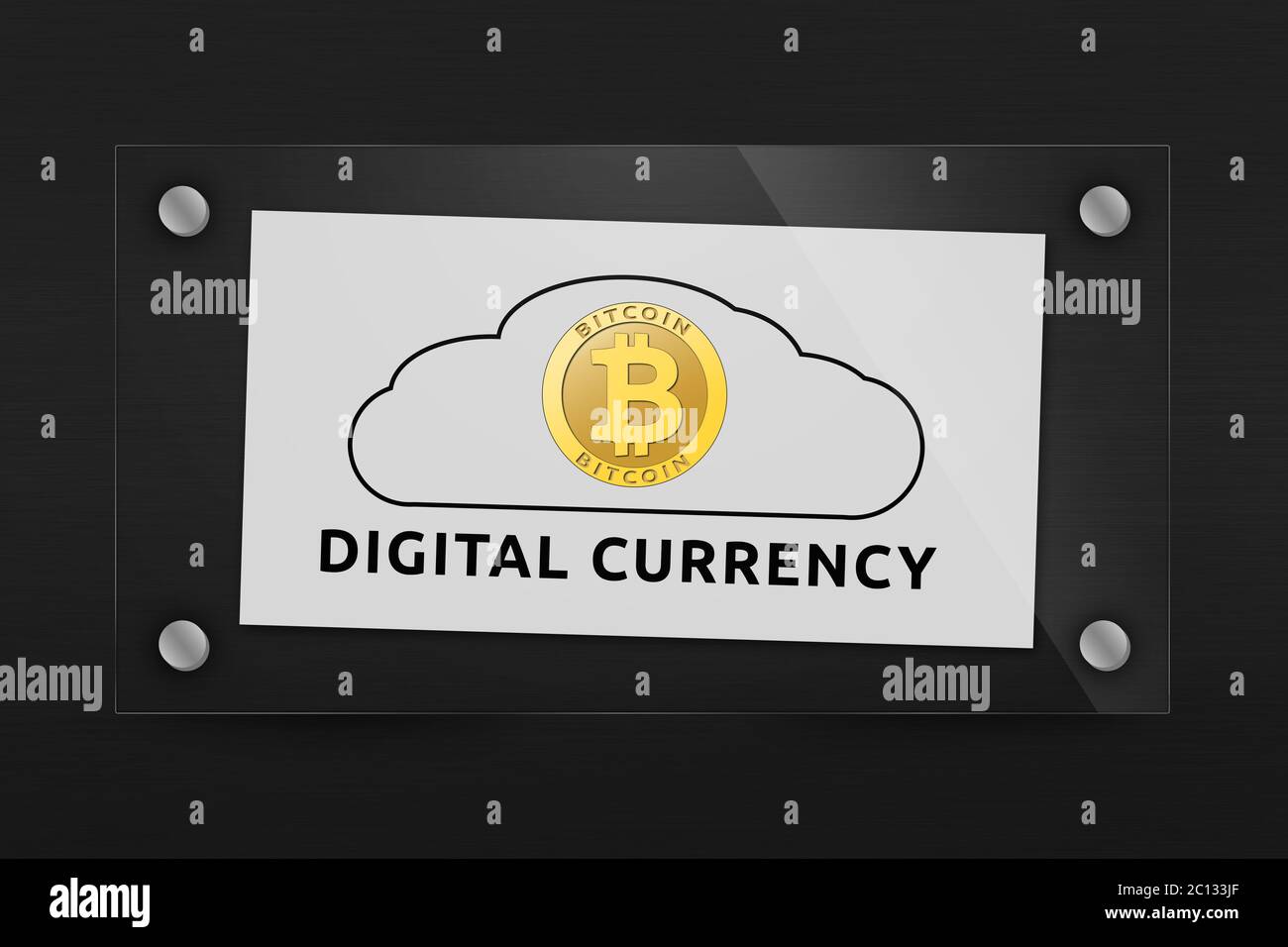 Behind glass sheet of paper with a digital currency concept Stock Photo ...