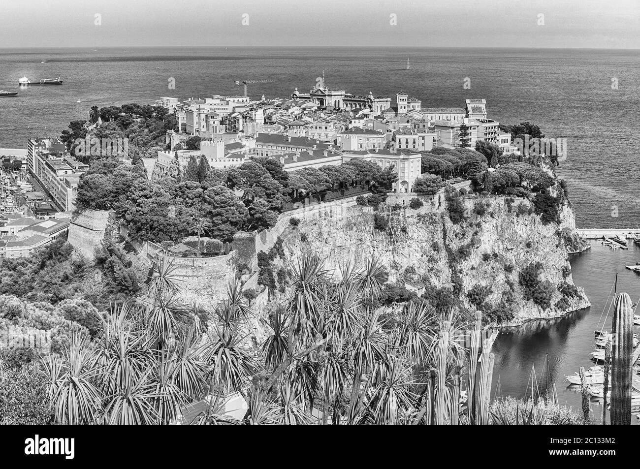 Panoramic view of Monaco City, aka Le Rocher or The Rock, Principality ...