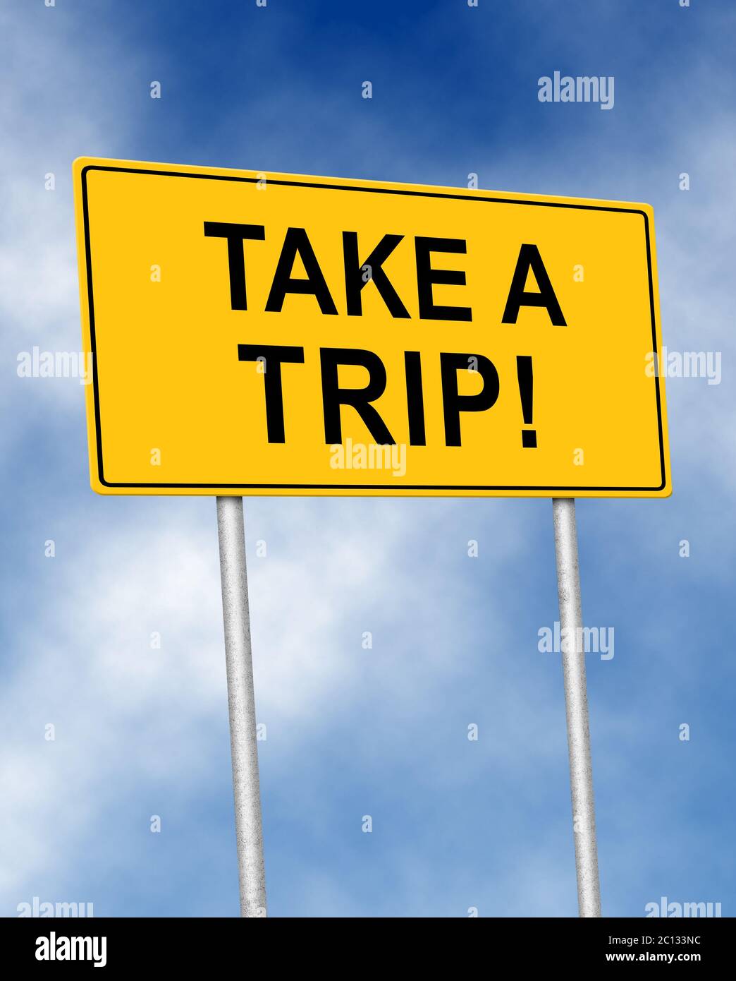 The road sign symbol with text Take a trip Stock Photo - Alamy