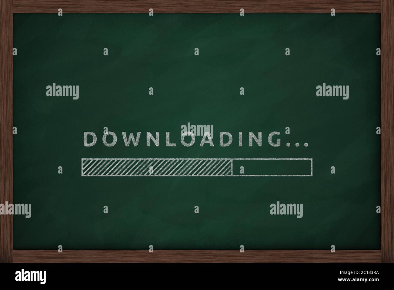 Downloading written on a blackboard and drawing download bar Stock ...