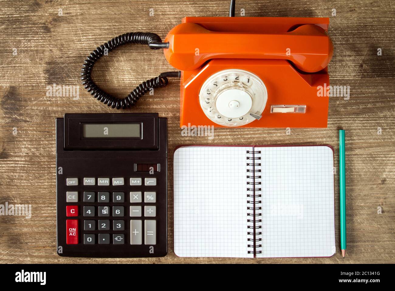 Office desk with retro tools Stock Photo - Alamy