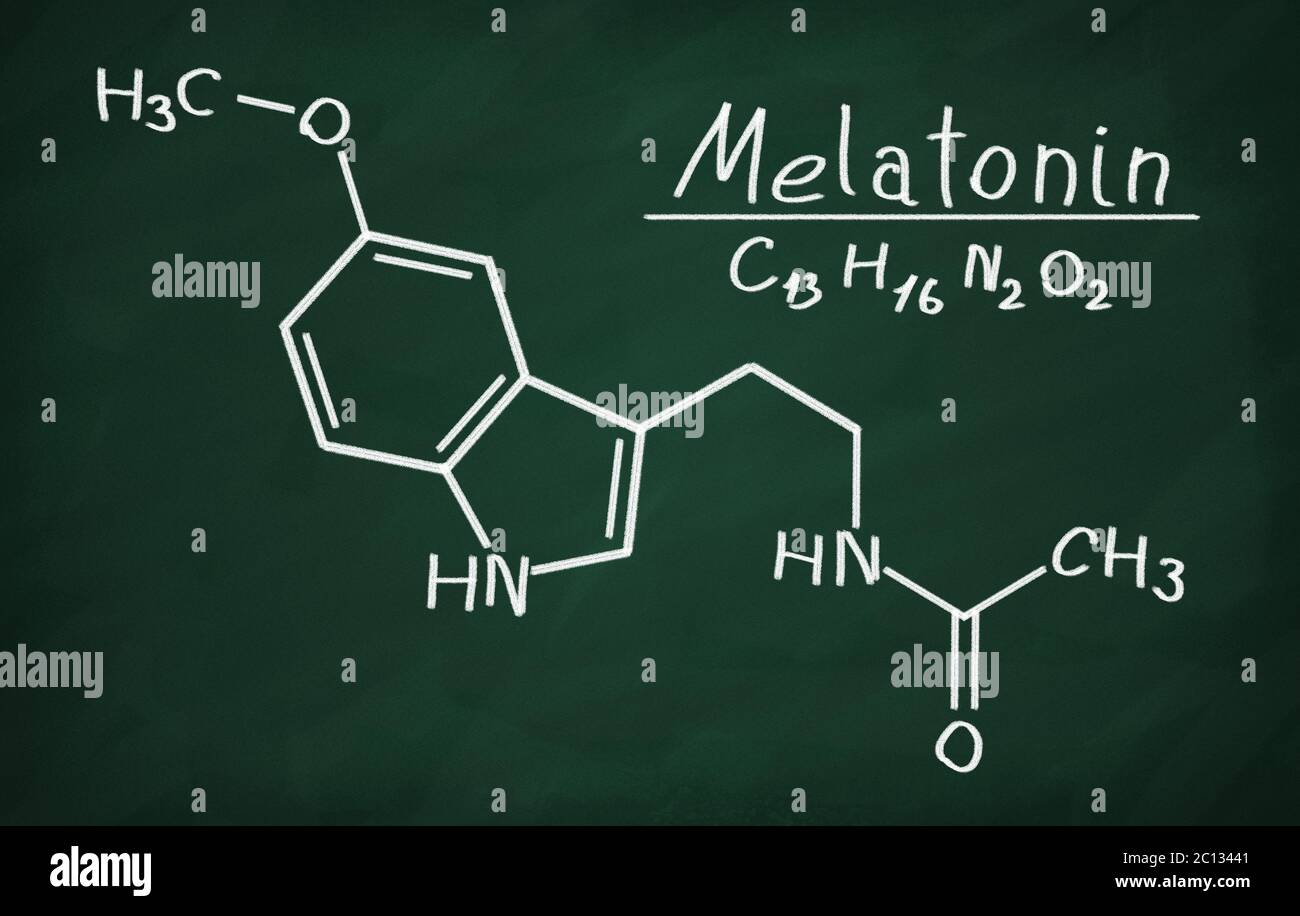 Structural model of Melatonin on the blackboard Stock Photo - Alamy