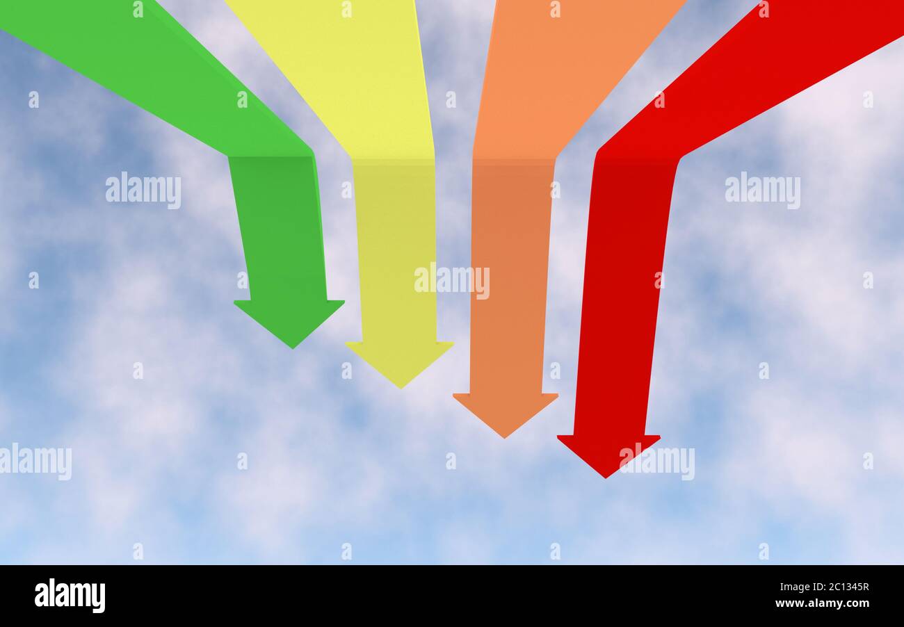 In the illustration showing falling down graph. 3D rendering Stock ...