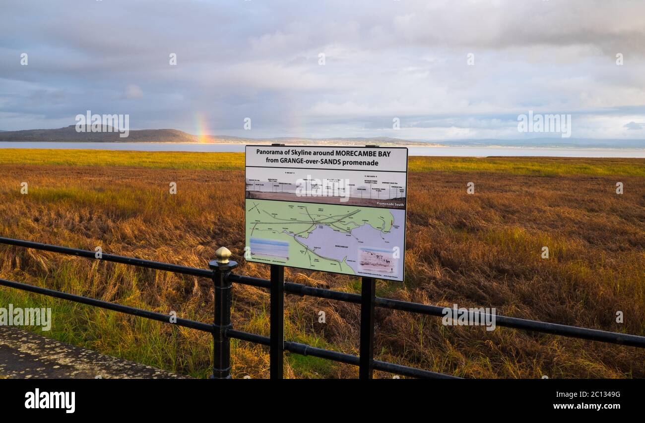 Rainbow over Morecambe Bay Grange over Sands Cumbria England Stock ...