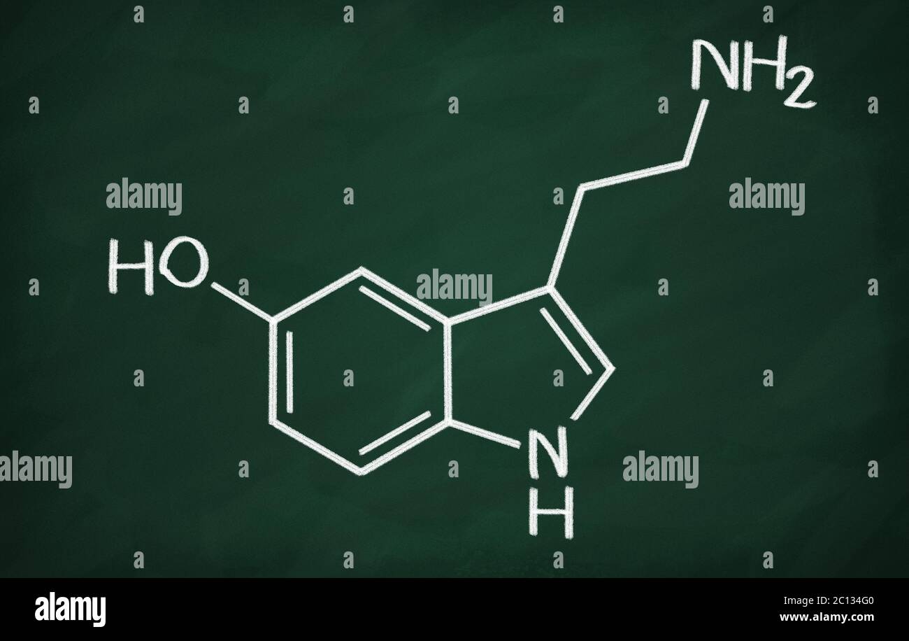 Structural model of Serotonin on the blackboard Stock Photo - Alamy