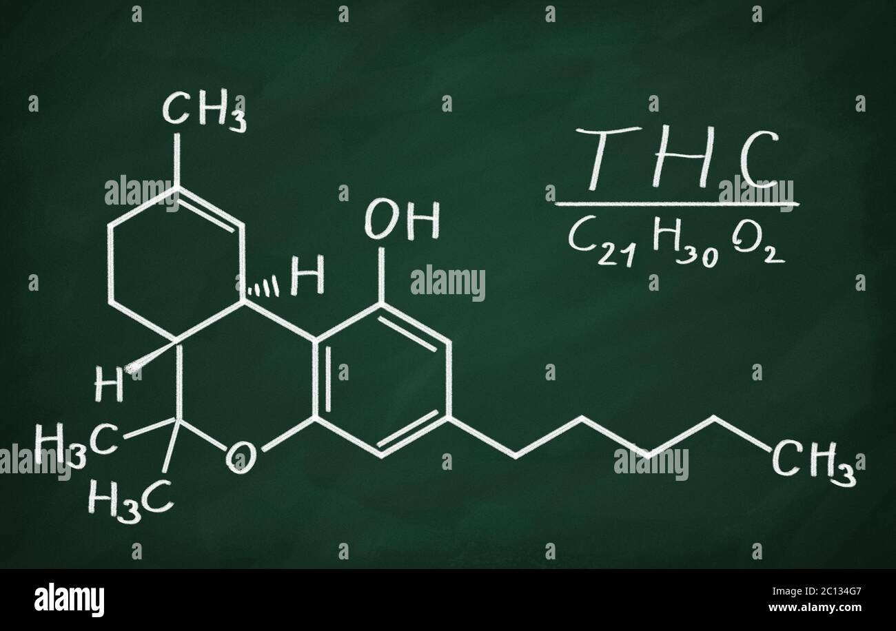 Structural model of THC molecule on the blackboard Stock Photo - Alamy