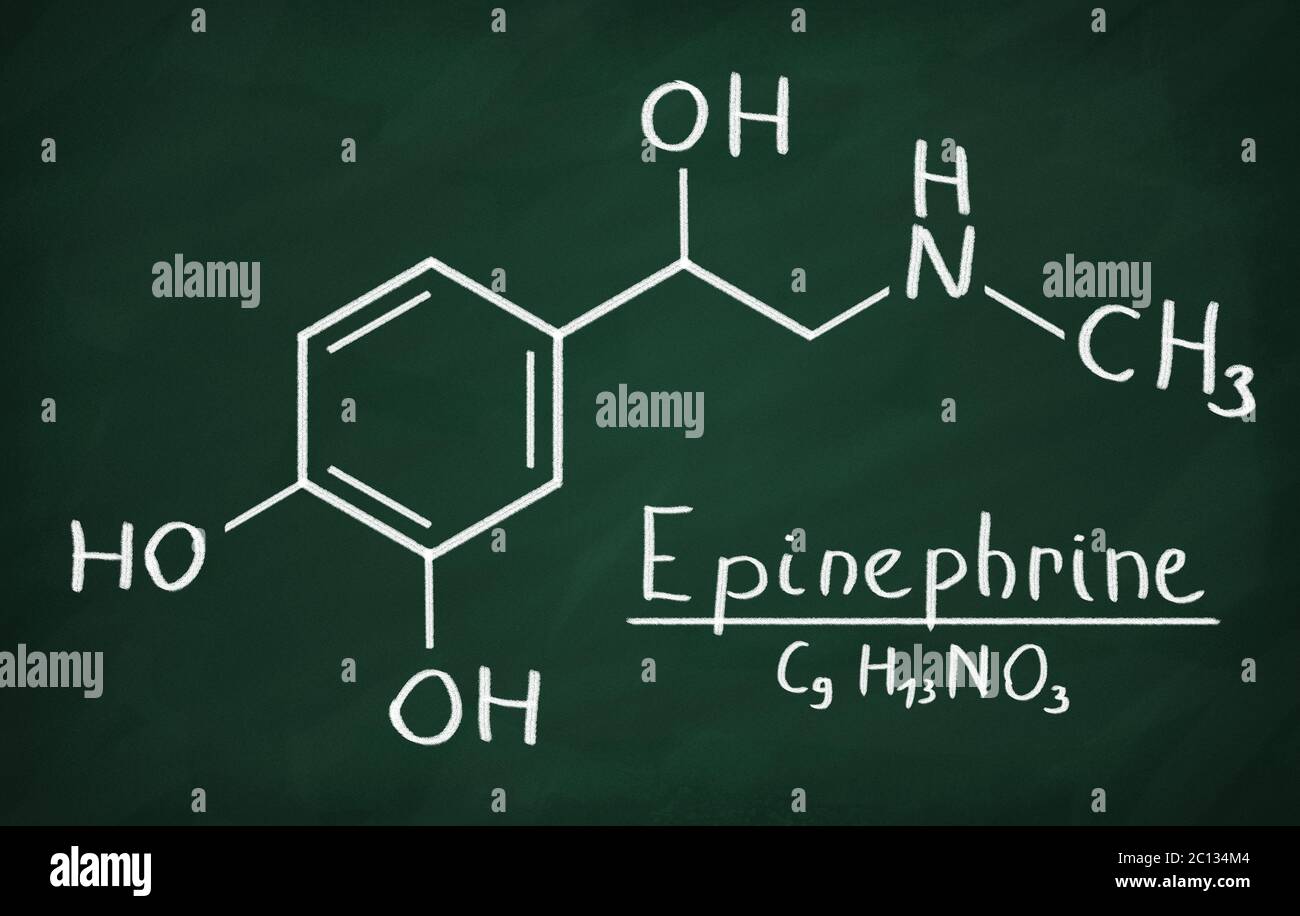 Chemical formula of Epinephrine on a blackboard Stock Photo - Alamy