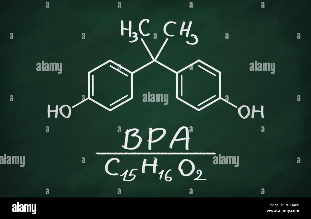 Structural model of BPA (bisphenol) on the blackboard Stock Photo - Alamy