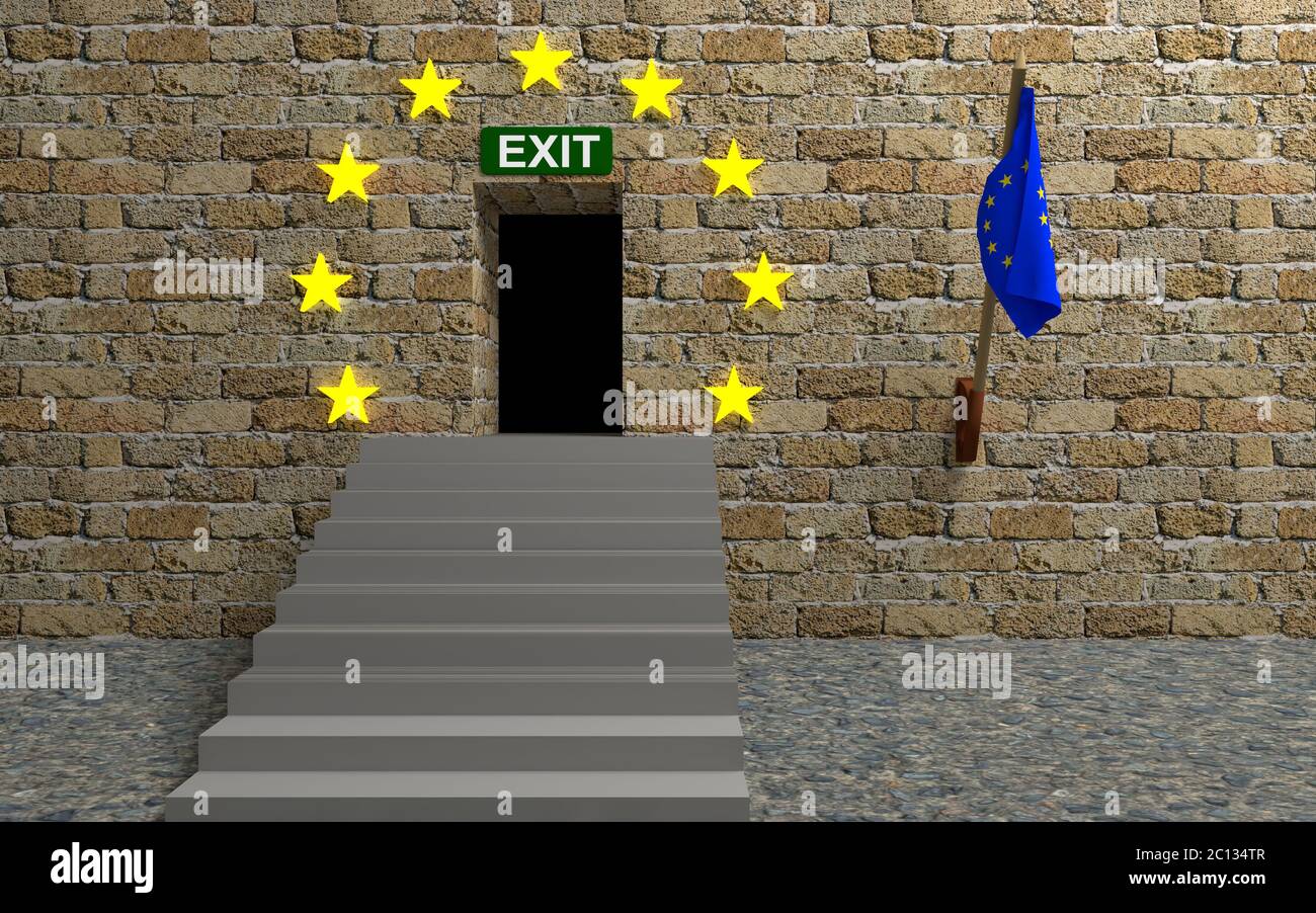 Illustration for leaving European Union. 3D rendering Stock Photo - Alamy