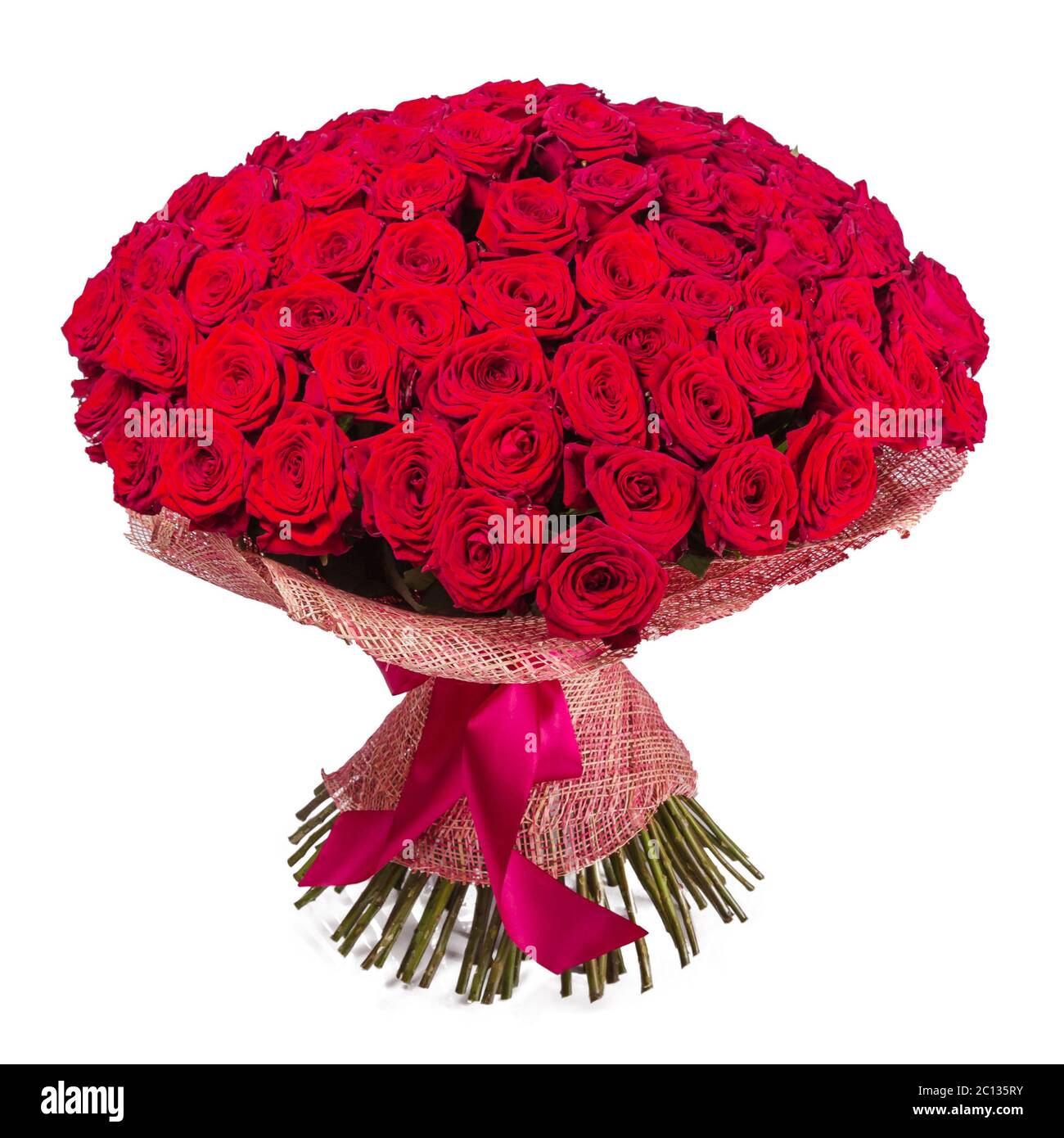 Big red roses bunch isolated on white background Stock Photo - Alamy