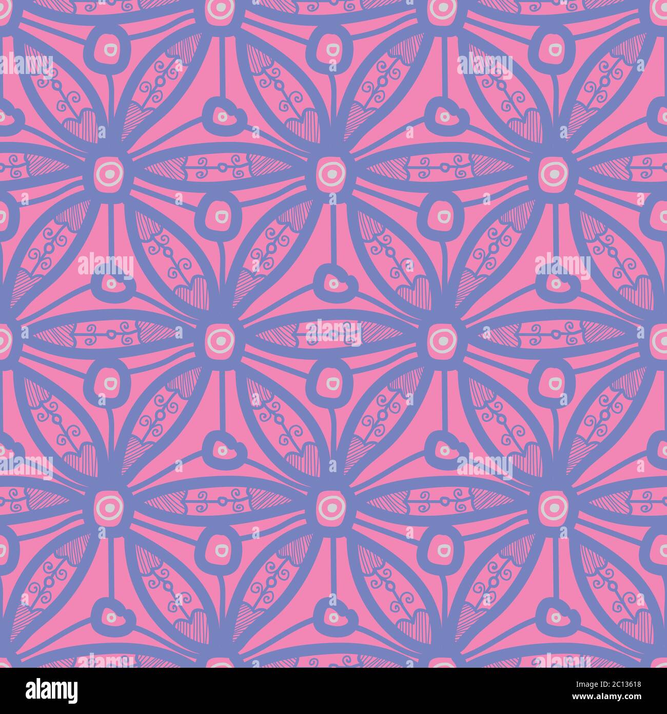 Seamless pattern design with hexagonal lace motif, modern repeat ...