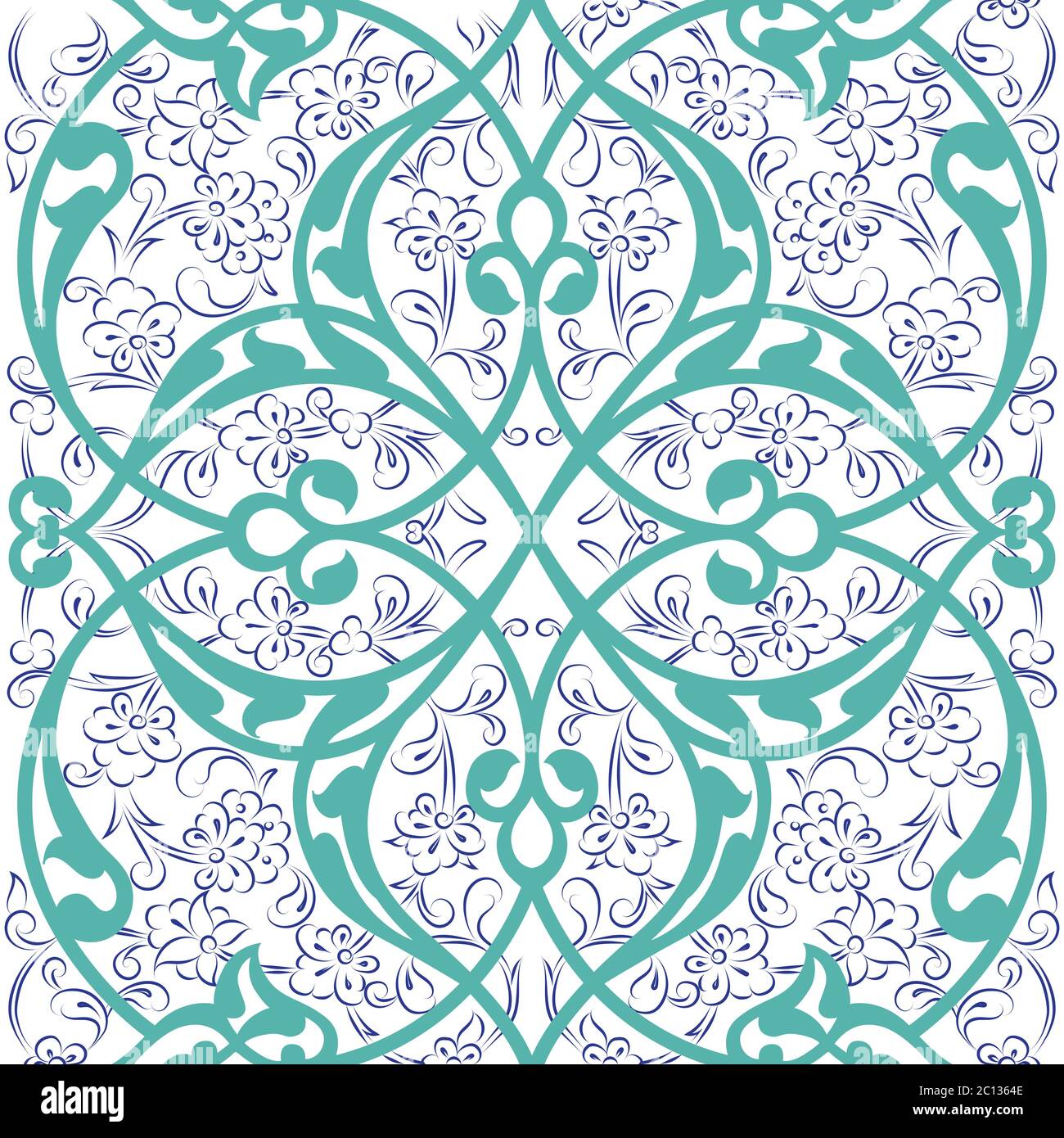Iznik tile seamless pattern design, classical Ottoman Turkish style ...